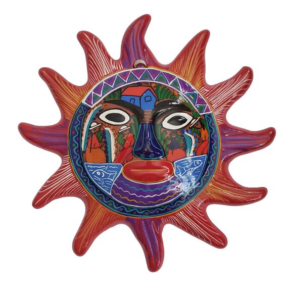 Wall Decor | Mexican Folk Art Sun Face Solor Eclipse Sculpture Hand ...